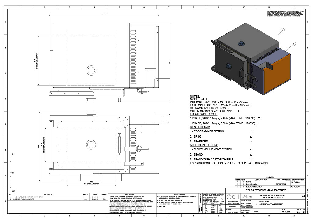 K4FL Small Kiln // Tetlow Kilns & Furnaces